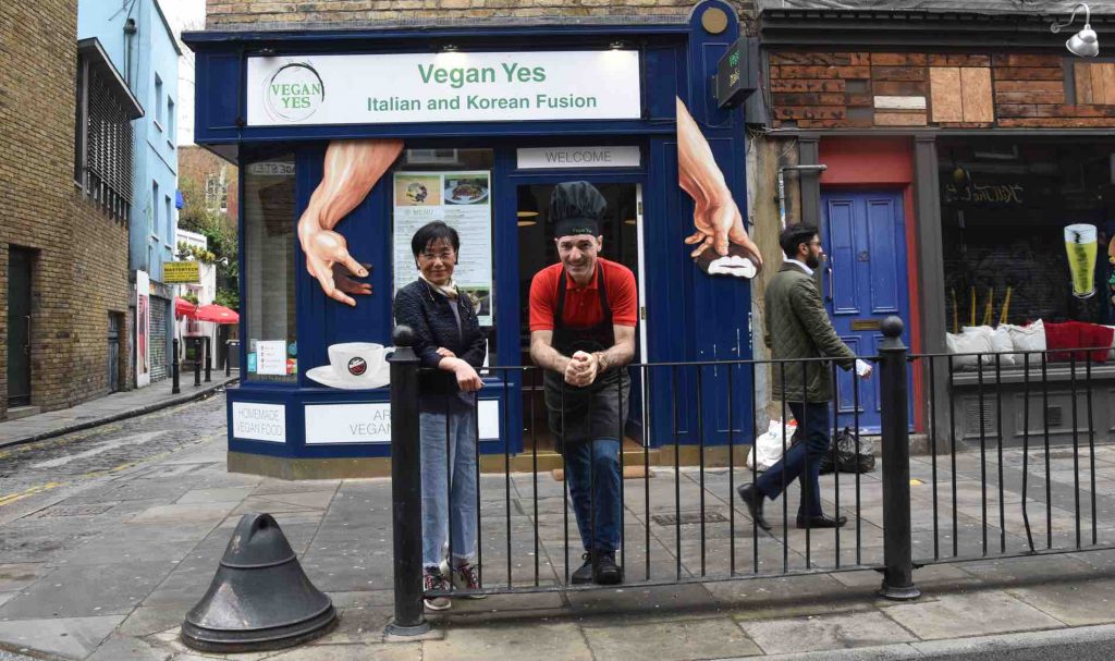 Vegan pasta mix of Korea and Italian food